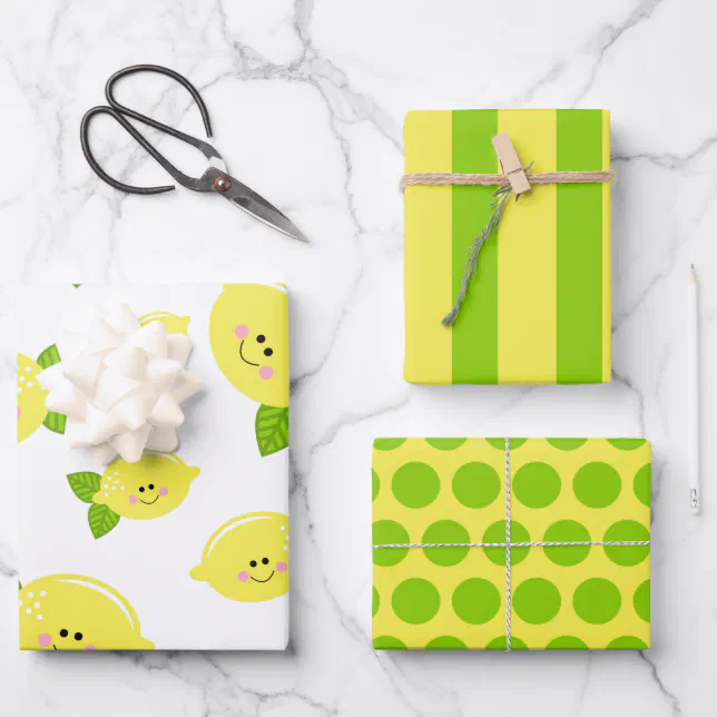 Happy Lemon Wrapping Paper Set | Zazzle
