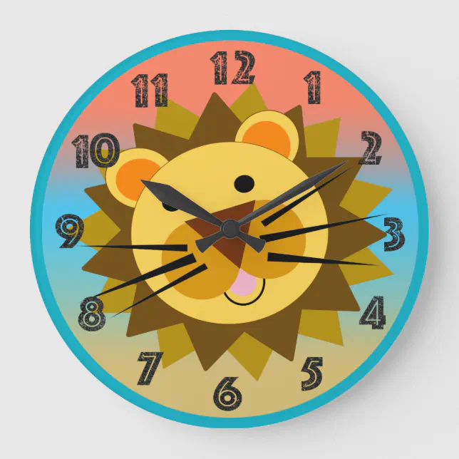 Happy Leo The Lion Smiling Face Large Clock | Zazzle
