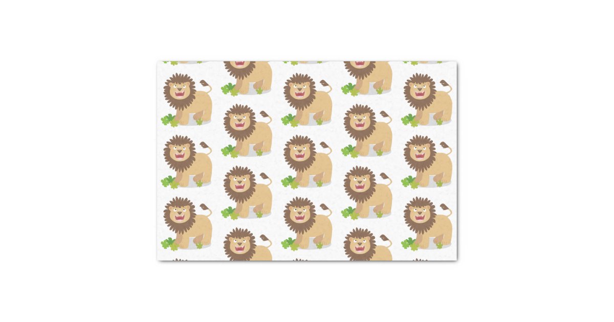Happy lion roaring cartoon illustration tissue paper | Zazzle