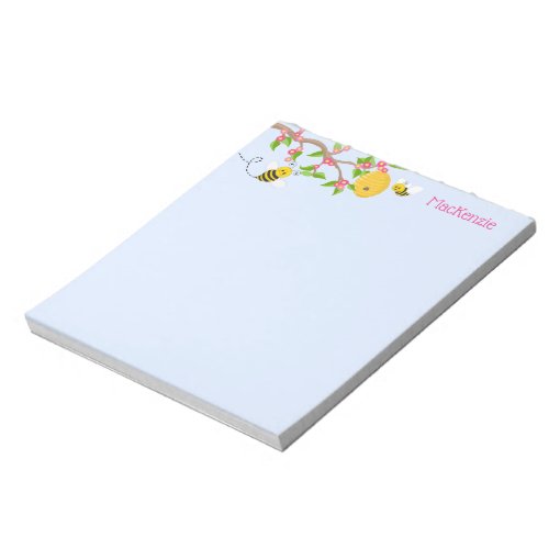 Happy Little Bumble Bees and Flowers Notepad | Zazzle