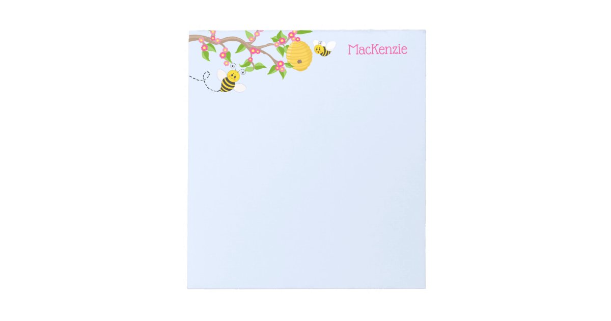 Happy Little Bumble Bees and Flowers Notepad | Zazzle