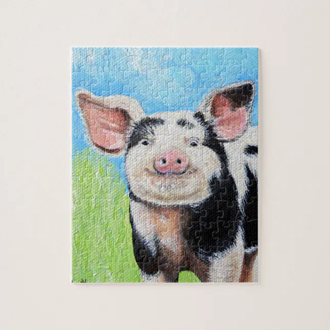 Happy Little Pig Painting Jigsaw Puzzle | Zazzle
