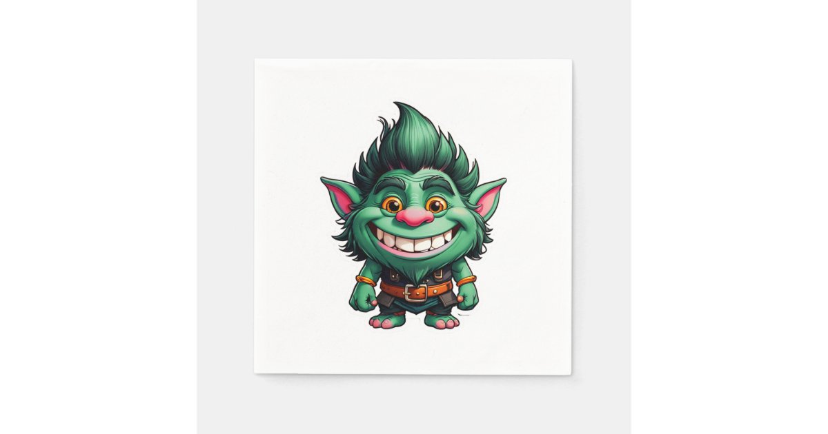 Happy Little Troll Chibi illustration Napkins | Zazzle