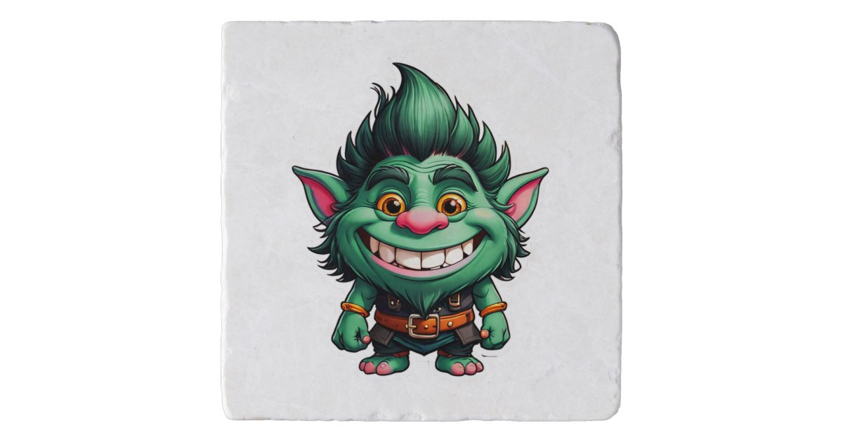 Happy Little Troll Chibi illustration Trivet | Zazzle