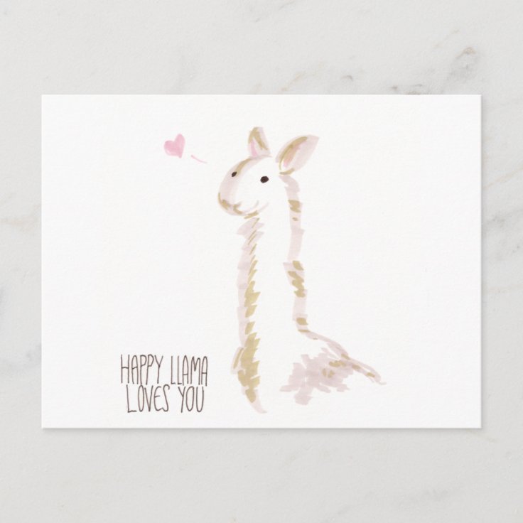 Happy Llama Loves You Postcard | Zazzle