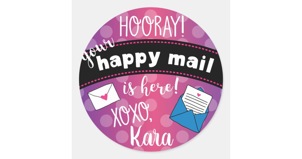 Happy mail classic round sticker | Zazzle