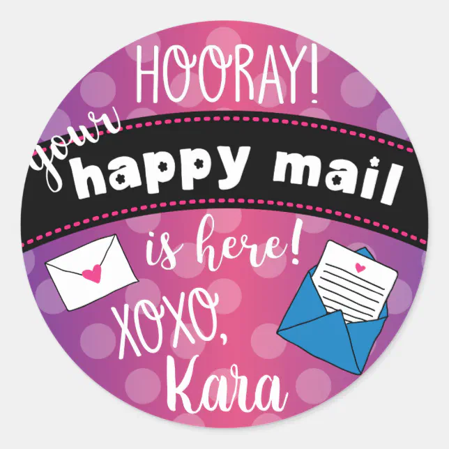 Happy mail classic round sticker | Zazzle