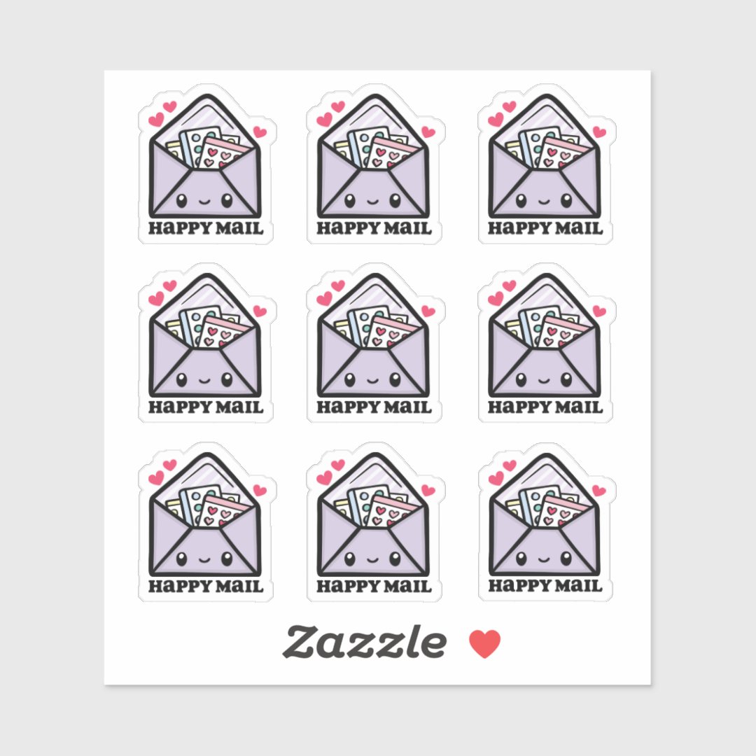 Happy Mail Envelope Sticker | Zazzle