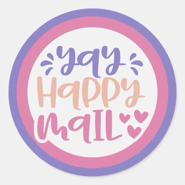 Happy Mail Has Arrived - custom colors Classic Round Sticker | Zazzle