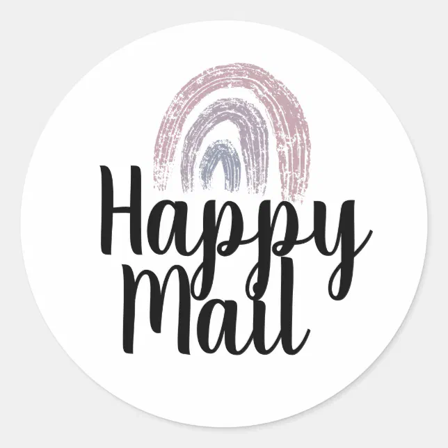 Happy Mail Rainbow Business Packaging Planner Classic Round Sticker ...