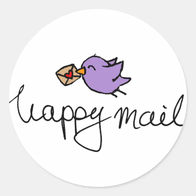 Happy mail round business stickers with bird | Zazzle