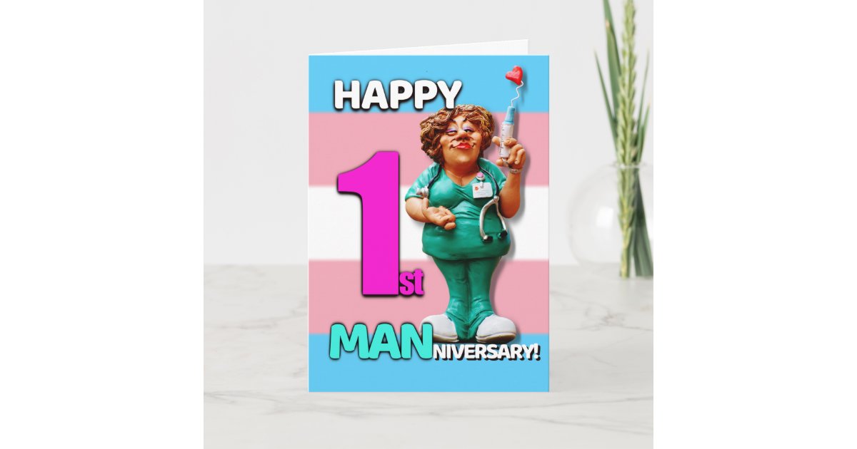 Happy Manniversary - First Anniversary On T Card | Zazzle