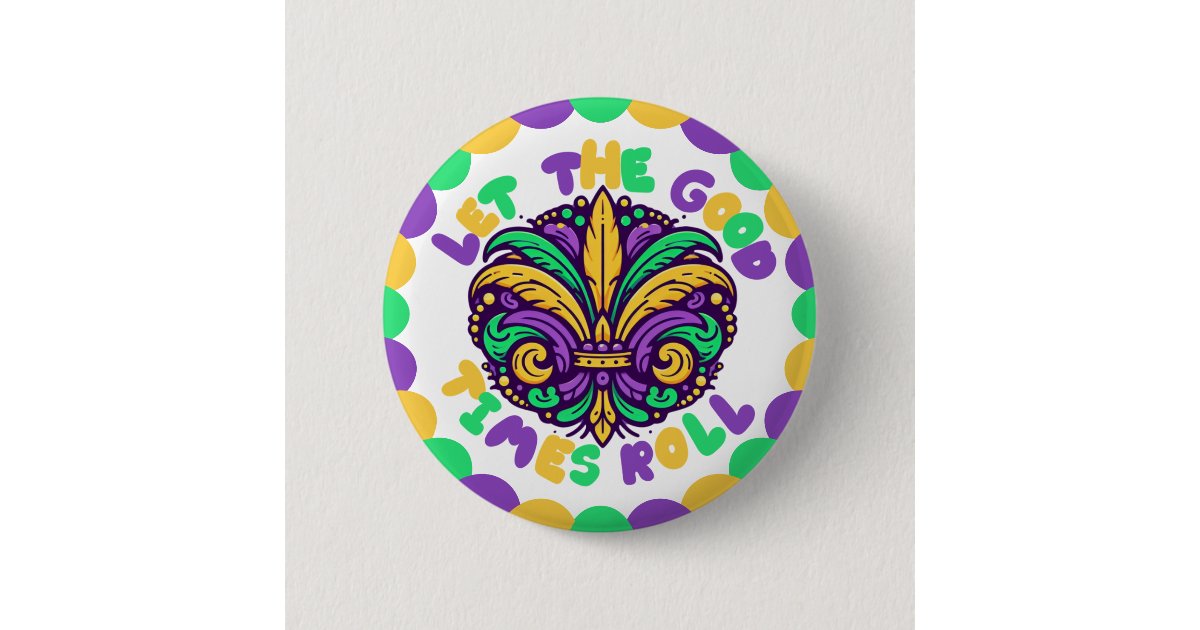 Happy Mardi Gras fleur-de-lis Button | Zazzle