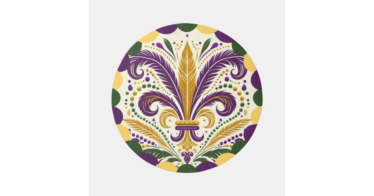 Happy Mardi Gras fleur-de-lis Rug | Zazzle