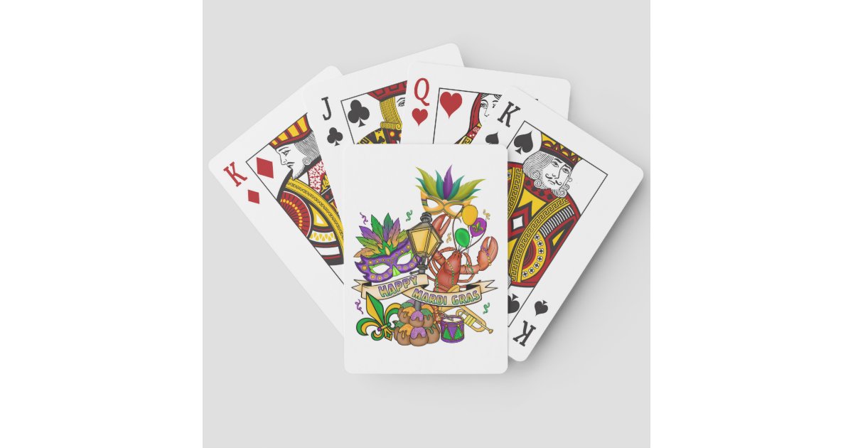 Happy Mardi Gras Playing Cards | Zazzle
