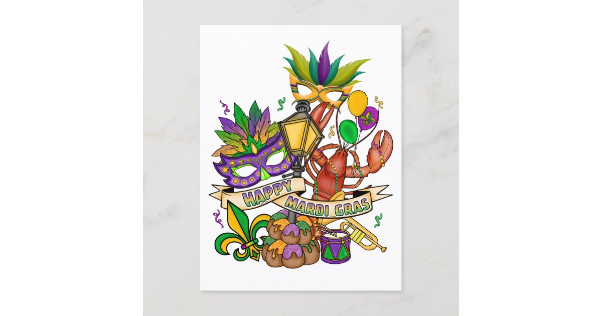 Happy Mardi Gras Postcard | Zazzle