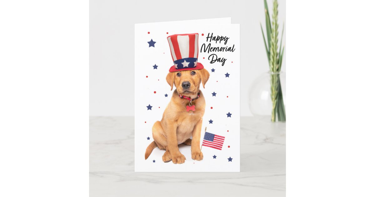 Happy Memorial Day Cute Patriotic Puppy Holiday Card | Zazzle