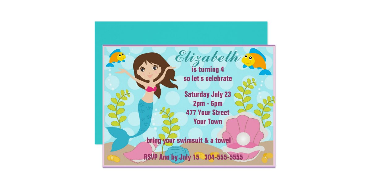 Happy Mermaid Pool Party Invitation | Zazzle.com