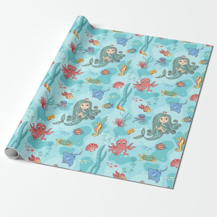 Happy Mermaid Wrapping Paper | Zazzle.com