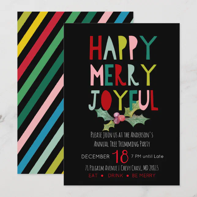 Happy Merry Joyful Christmas Party Invitation | Zazzle