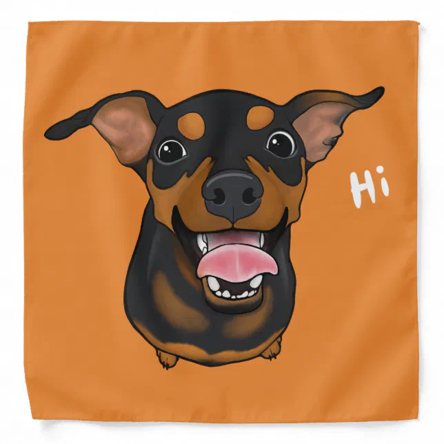 Happy Min Pin Dog Miniature Pinscher Bandana | Zazzle