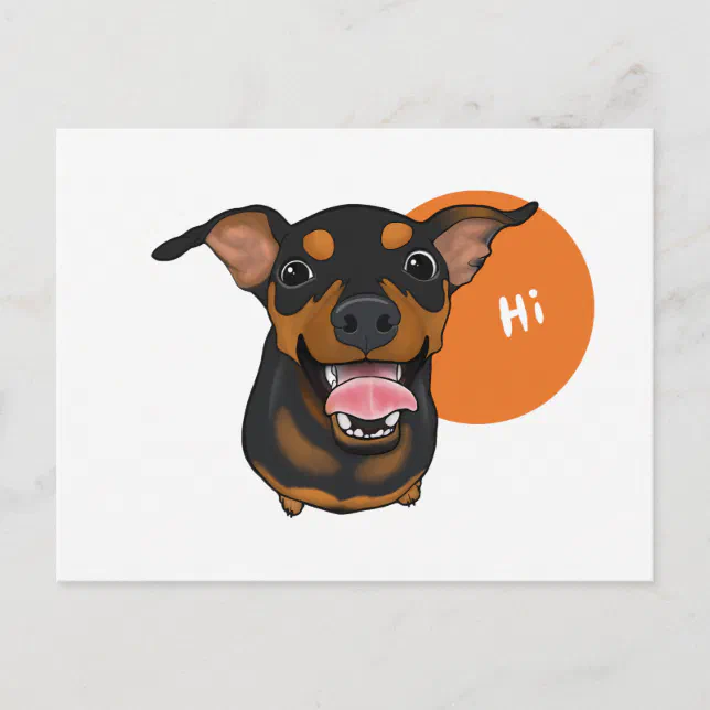 Happy Min Pin Miniature Pinscher Postcard | Zazzle