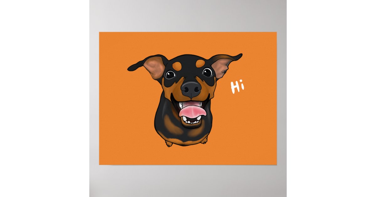 Happy Miniature Pinscher Min Pin Portrait Poster | Zazzle