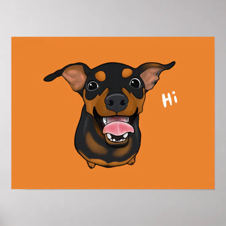 Happy Miniature Pinscher Min Pin Portrait Poster | Zazzle