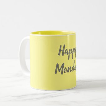 Happy Monday on yellow background Two-Tone Coffee Mug | Zazzle