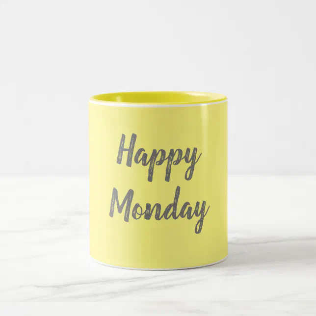 Happy Monday on yellow background Two-Tone Coffee Mug | Zazzle