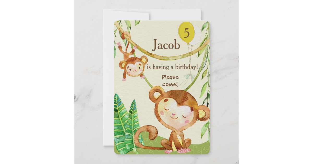 Happy Monkey Birthday Invite | Zazzle