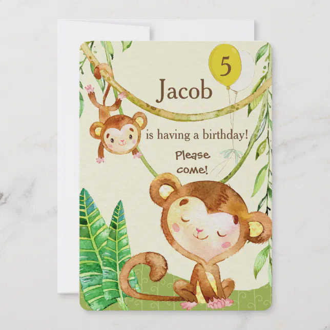 Happy Monkey Birthday Invite | Zazzle