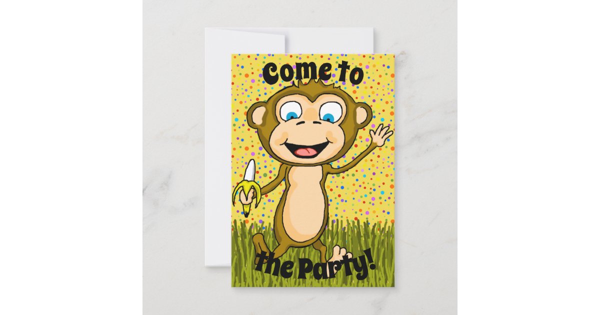 Happy Monkey Party Invitation | Zazzle