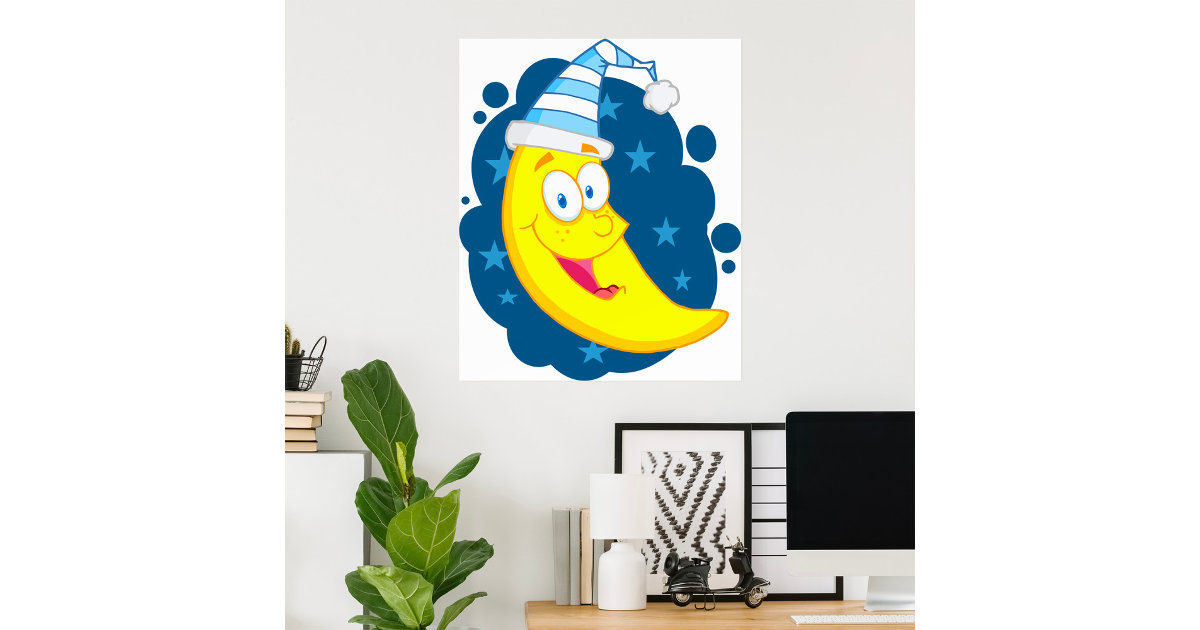 Happy Moon Face Poster | Zazzle