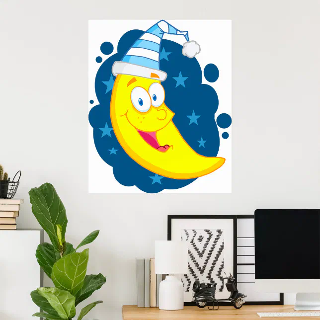 Happy Moon Face Poster | Zazzle