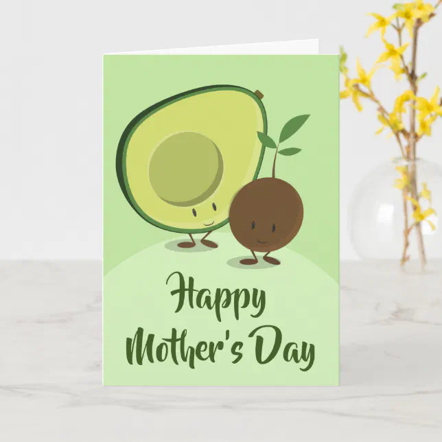 Happy Mother’s Day Avocado Cartoon Characters Food Card | Zazzle