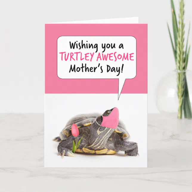 Happy Mother's Day Cute Turtle in Face Mask With Holiday Card | Zazzle
