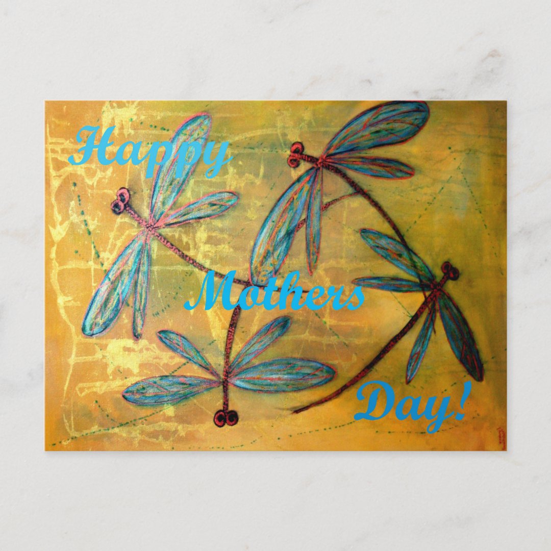 Happy Mothers Day Dragonfly Haze Postcard | Zazzle