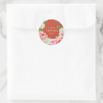 Happy Mothers Day Floral Classic Round Sticker | Zazzle