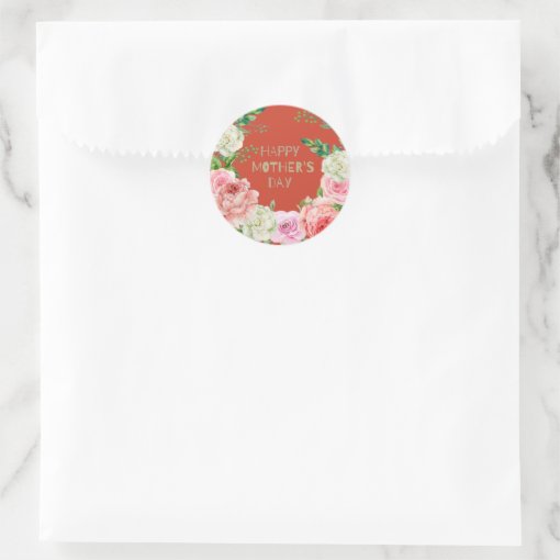 Happy Mothers Day Floral Classic Round Sticker | Zazzle