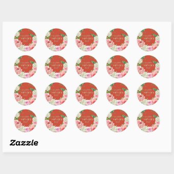 Happy Mothers Day Floral Classic Round Sticker | Zazzle