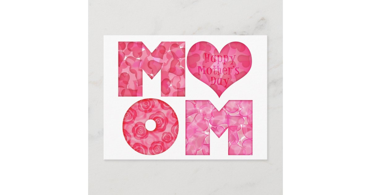 Happy Mother's Day Mom Alphabet Postcard | Zazzle