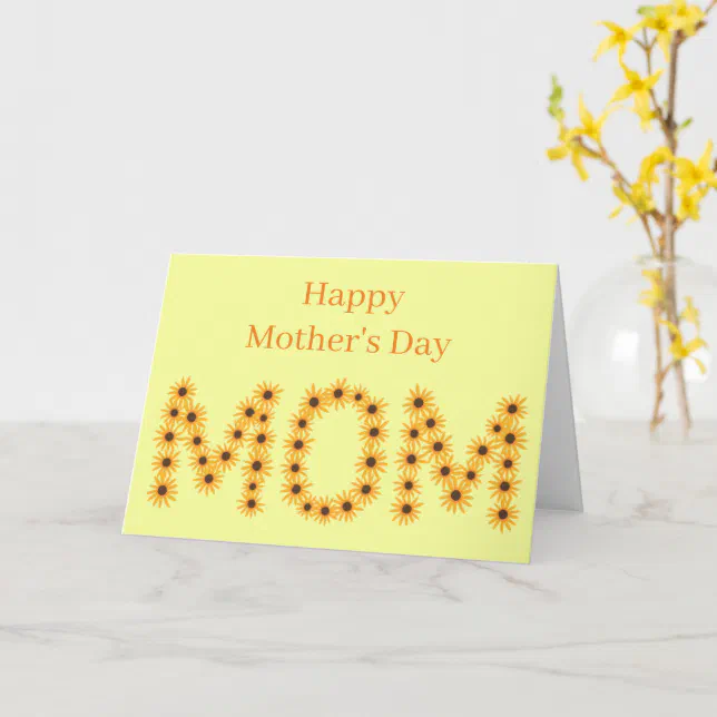 Happy Mother's Day Mom, Sunflower word cards | Zazzle