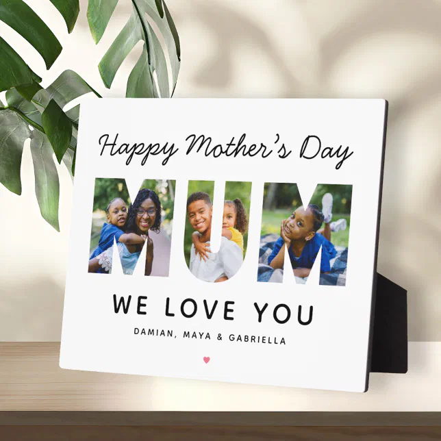 Happy Mothers Day Mum Custom Photo Collage Plaque | Zazzle