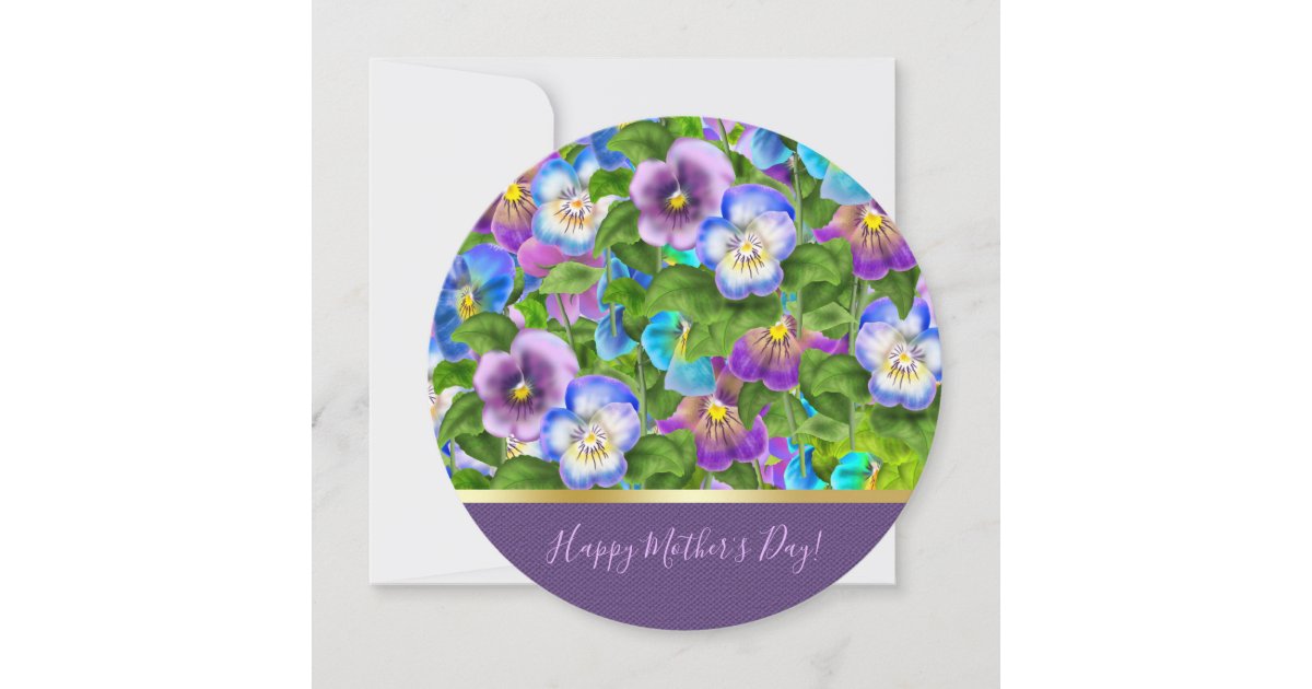 Happy Mother's Day Pansy Violet Flowers Watercolor Holiday Card | Zazzle
