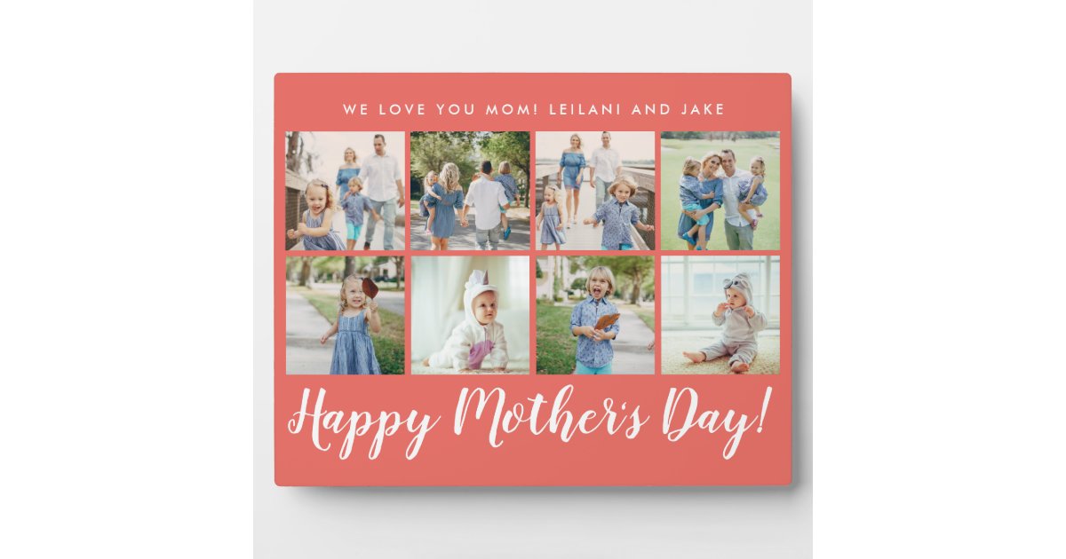 Happy Mother's Day Photo Collage Custom Coral Plaque | Zazzle
