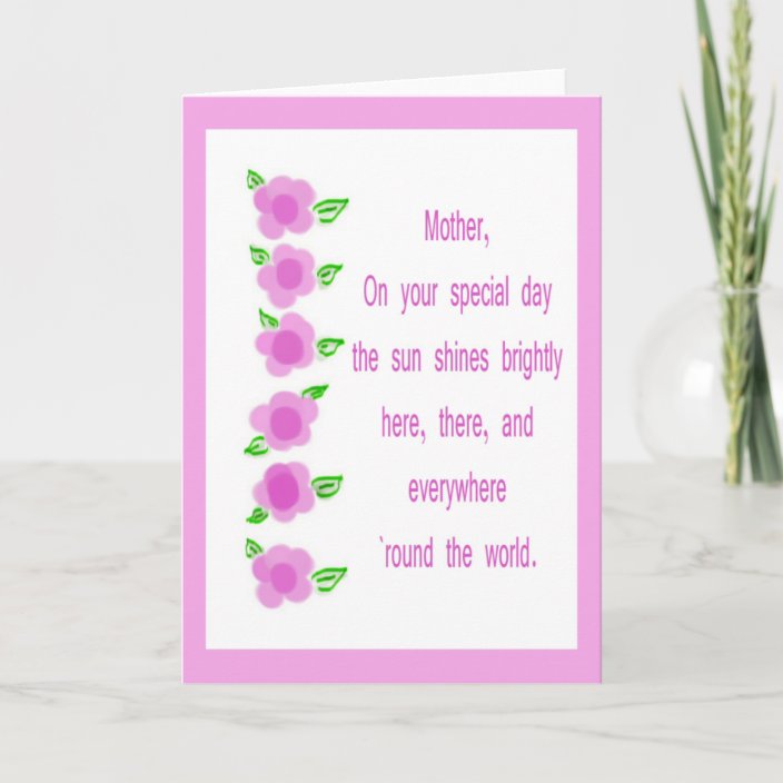 Happy Mothers Day-poem and flowers Card | Zazzle.com