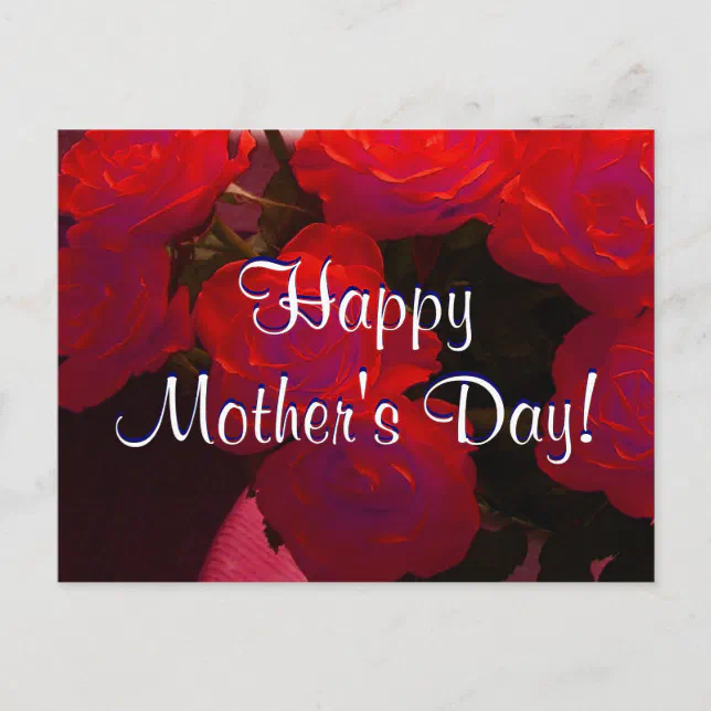 Happy Mother's Day Red Roses I Postcard | Zazzle