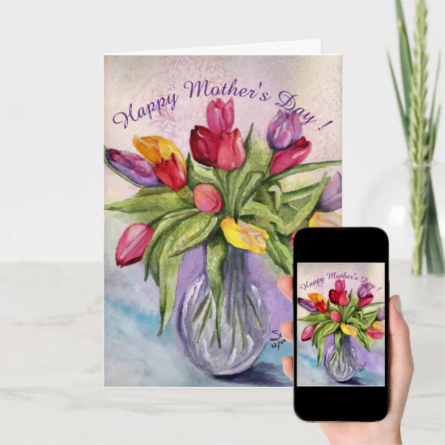 Happy Mother's Day Tulip Bouquet Card | Zazzle