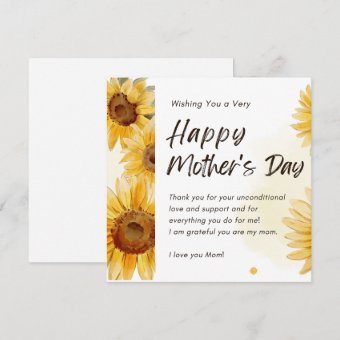 HAPPY MOTHER'S DAY WITH SUNFLOWERS GREETING CARD | Zazzle